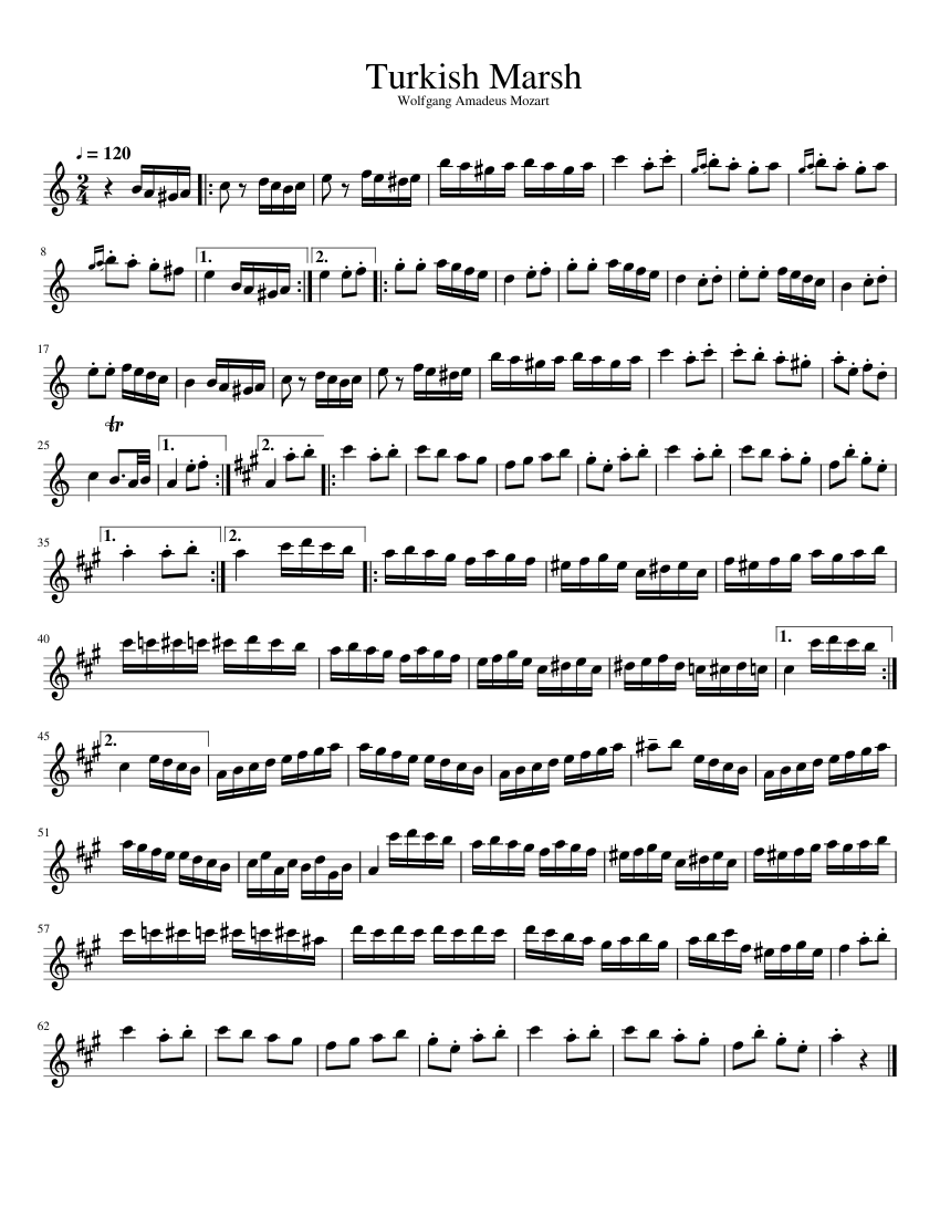 Turkish March for Alto Sax Sheet Music for Saxophone alto (Solo ...