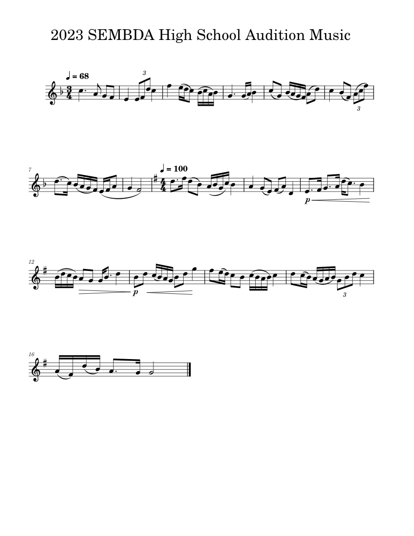 2023 SEMBDA High School Audition Music Sheet music for Trumpet in b-flat (Solo) | Musescore.com