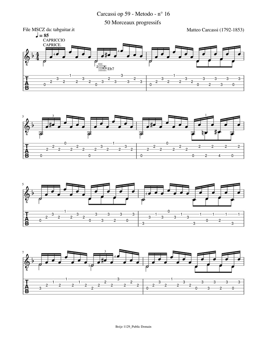 Carcassi_op59-Metodo-50 Morceaux progressifs-16 Sheet Music for Guitar ...