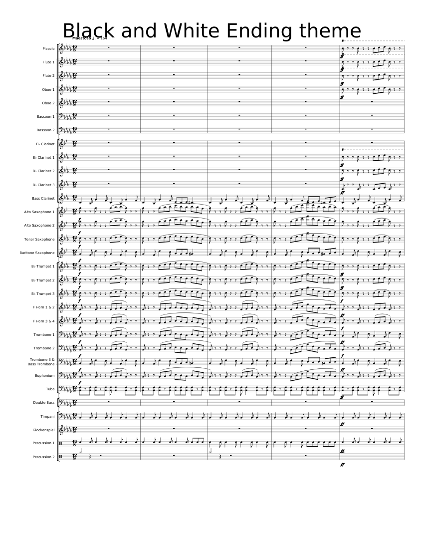 Black and White Ending theme Sheet music for Trombone, Euphonium, Tuba ...