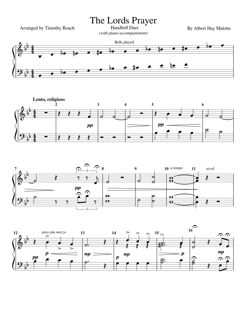 the lords prayer duet for handbells and piano Sheet Music for Handbells ...