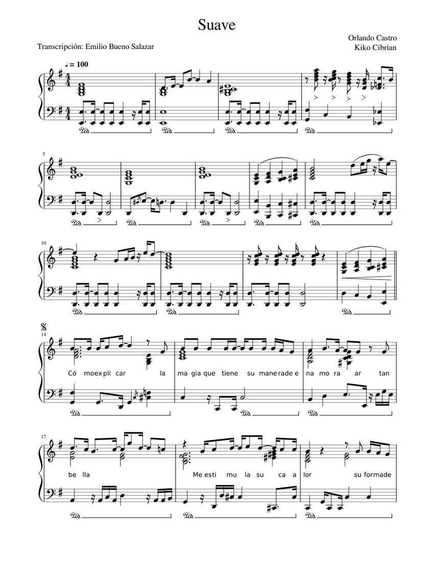 Suave transcripción de Emilio Bueno Sheet music for Piano (Solo ...