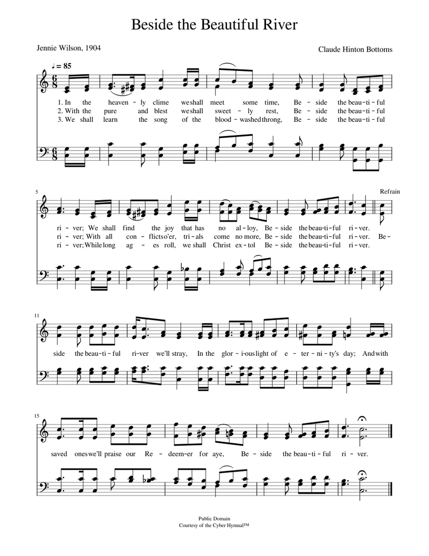 Beside the beautiful river - Claude H. Bottoms Sheet music for Piano ...