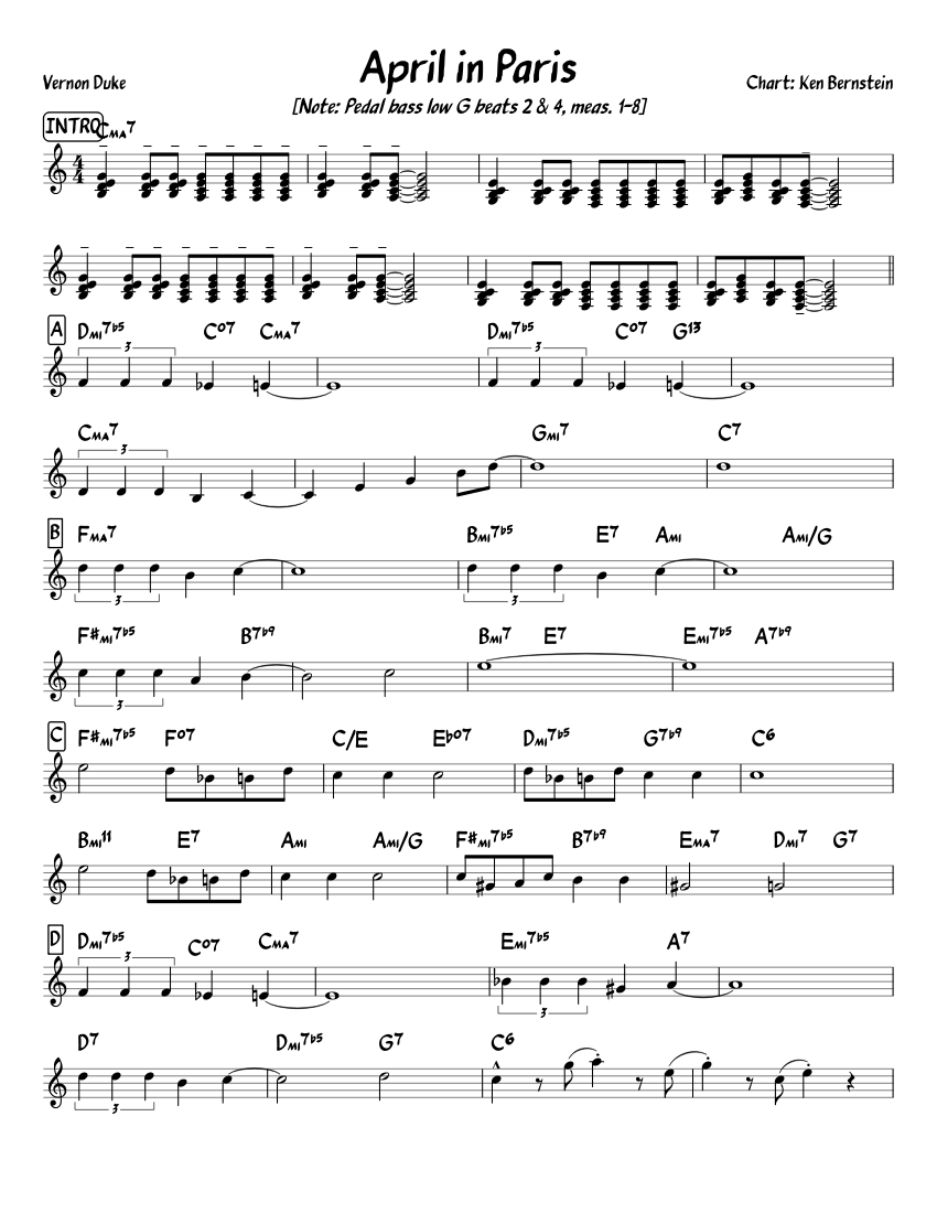 April in Paris (Basie) Sheet Music for Piano (Solo) Easy | MuseScore.com