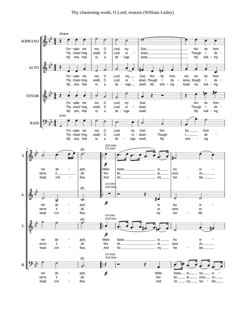 Thy chastening wrath, O Lord, restrain - William Linley Sheet music for ...