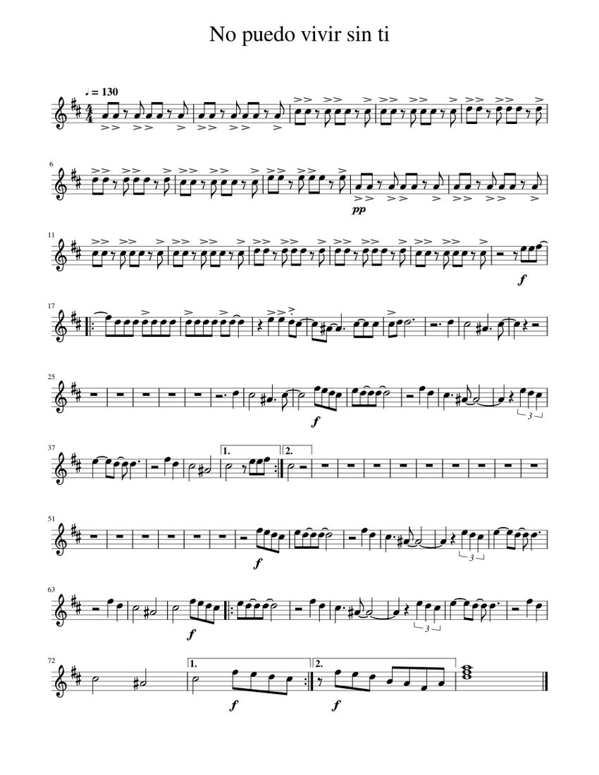No puedo vivir sin ti Sheet Music for Trumpet in b-flat (Solo ...