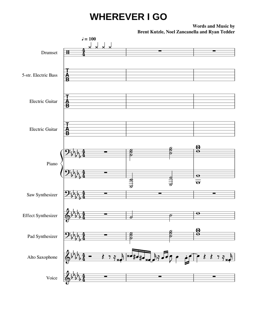 Wherever I Go - OneRepublic Sheet Music and Tab for Piano, Vocals ...