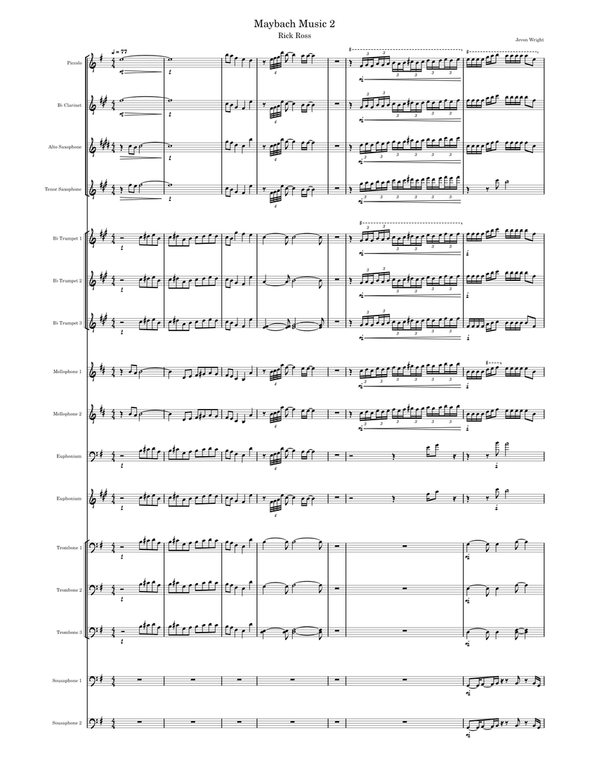 Maybach Music 2 Sheet music for Trombone, Euphonium, Mellophone, Flute ...