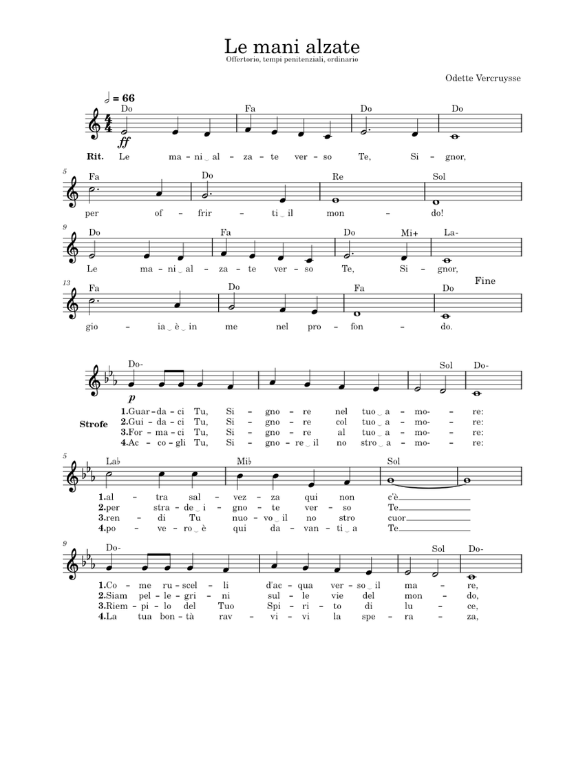 Le mani alzate – Odette Vercruysse - piano tutorial