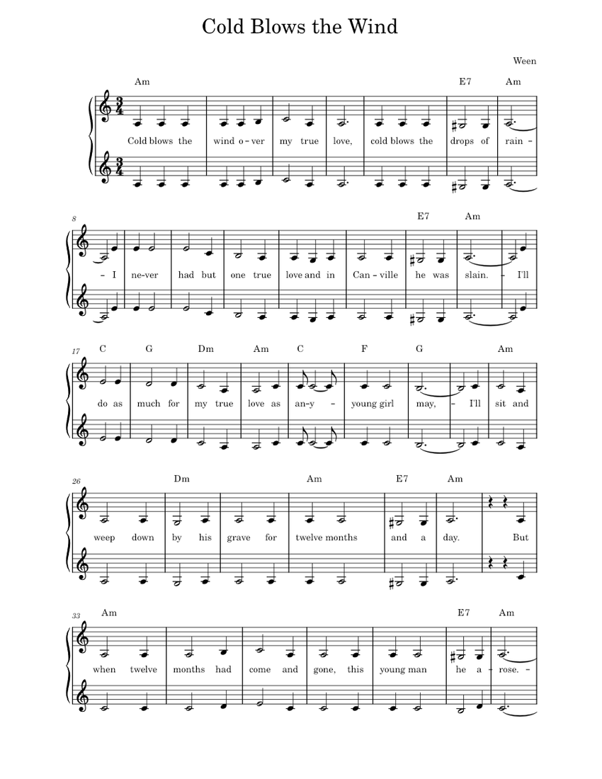 Cold Blows the Wind – Misc tunes Cold Blows the Wind Sheet music for ...