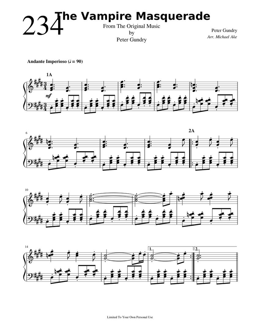 The vampire Waltz - Peter Gundry Sheet music for Piano (Solo ...