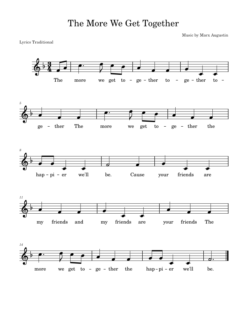 The more we get together – Misc Children Sheet music for Piano (Solo ...