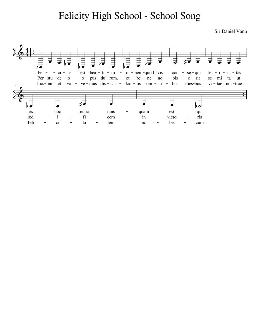 Felicity High School - School Song Sheet music for Piano (Piano-Voice ...