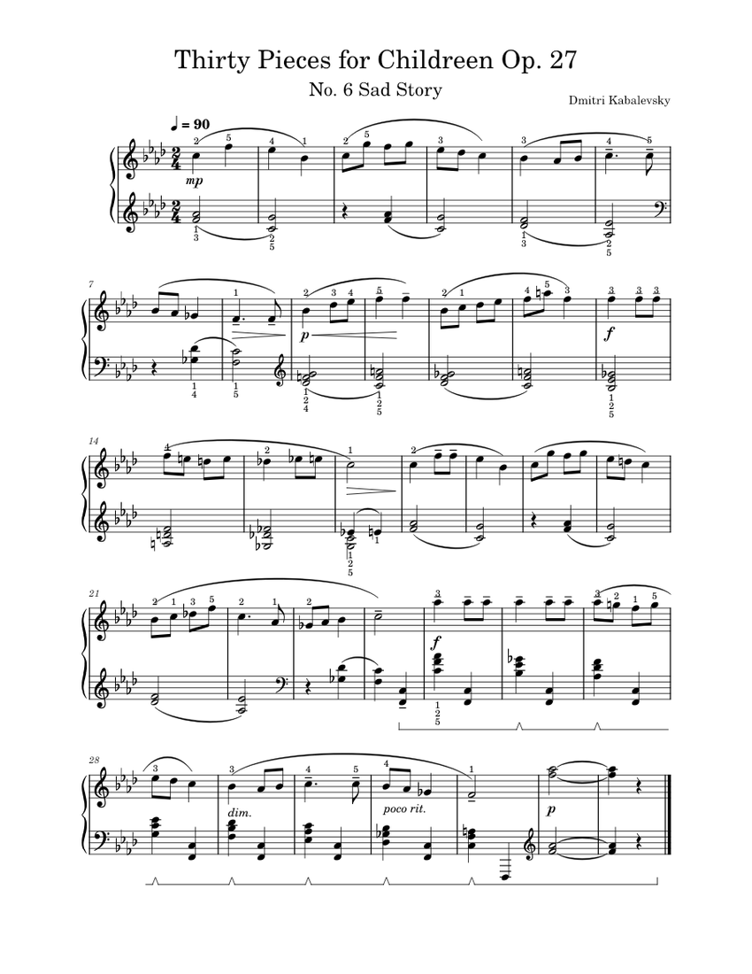 30 Pieces for Children, Op. 27 No. 6 "Sad Story" – Dmitry Kabalevsky ...
