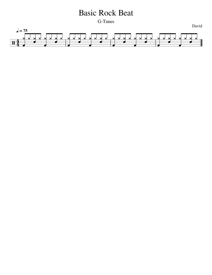 Basic Rock Beat Sheet music for Drum group (Concert Band) | Musescore.com