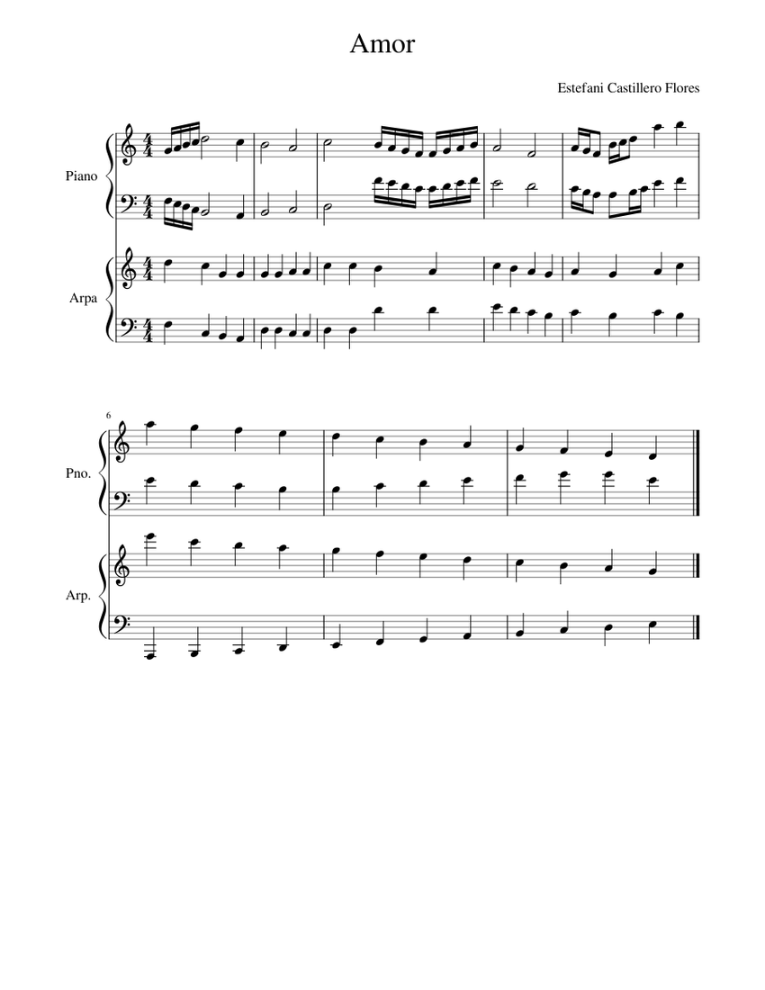 Amor Sheet music for Piano, Harp (Mixed Duet) | Musescore.com