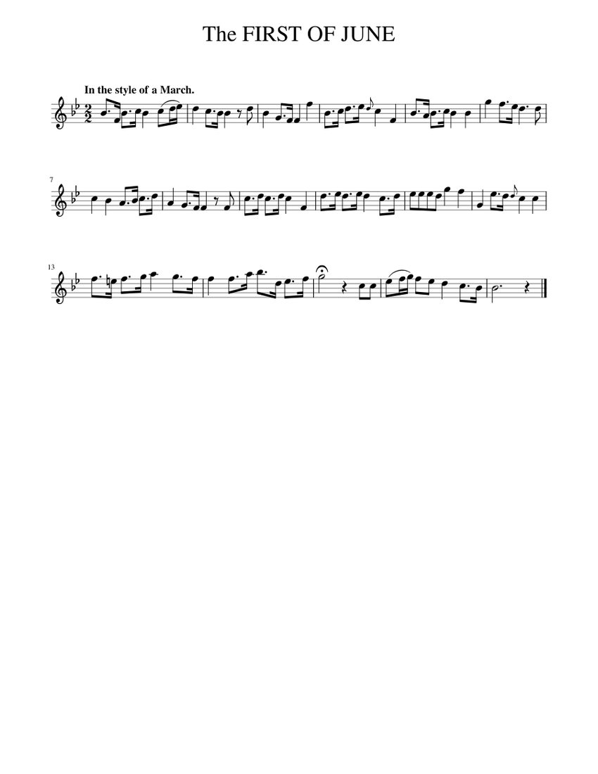 The FIRST OF JUNE Sheet music for Piano (Solo) | Musescore.com