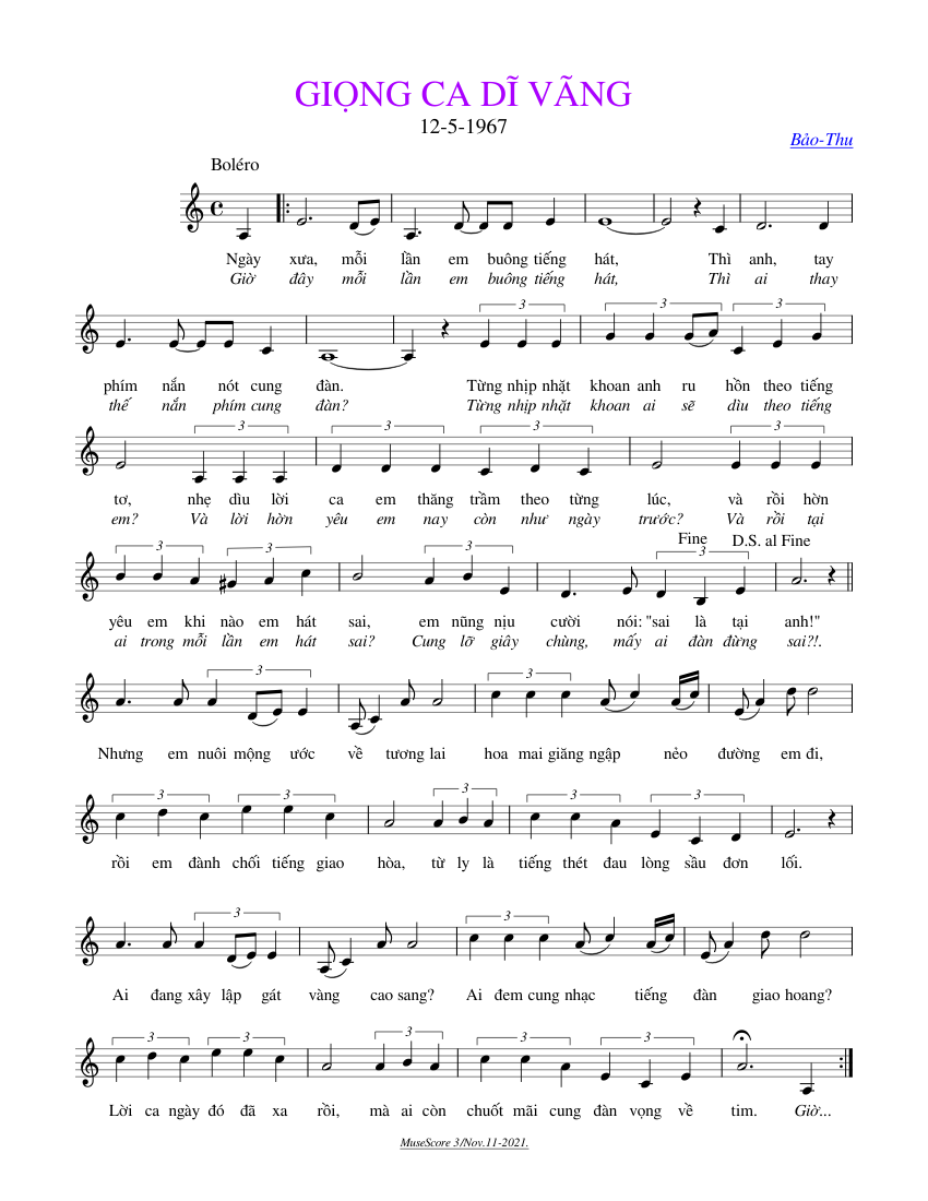 GIỌNG_CA_DĨ_VÃNG Sheet music for Piano (Solo) | Musescore.com