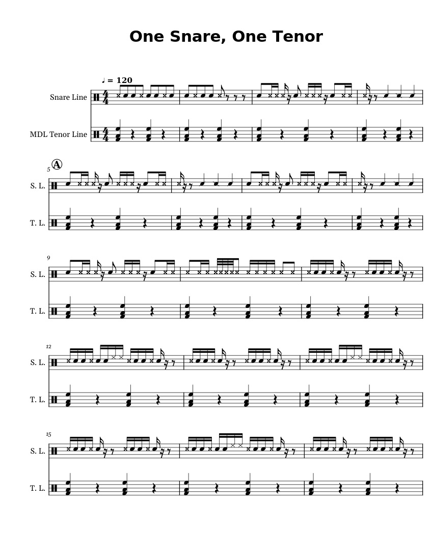 One Snare One Tenor - Drum Cadence Sheet music for Snare drum, Tenor ...