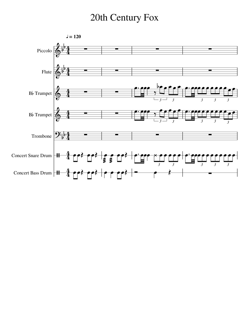 20th Century Fox Sheet music for Trombone, Flute piccolo, Flute, Trumpet in b-flat & more ...
