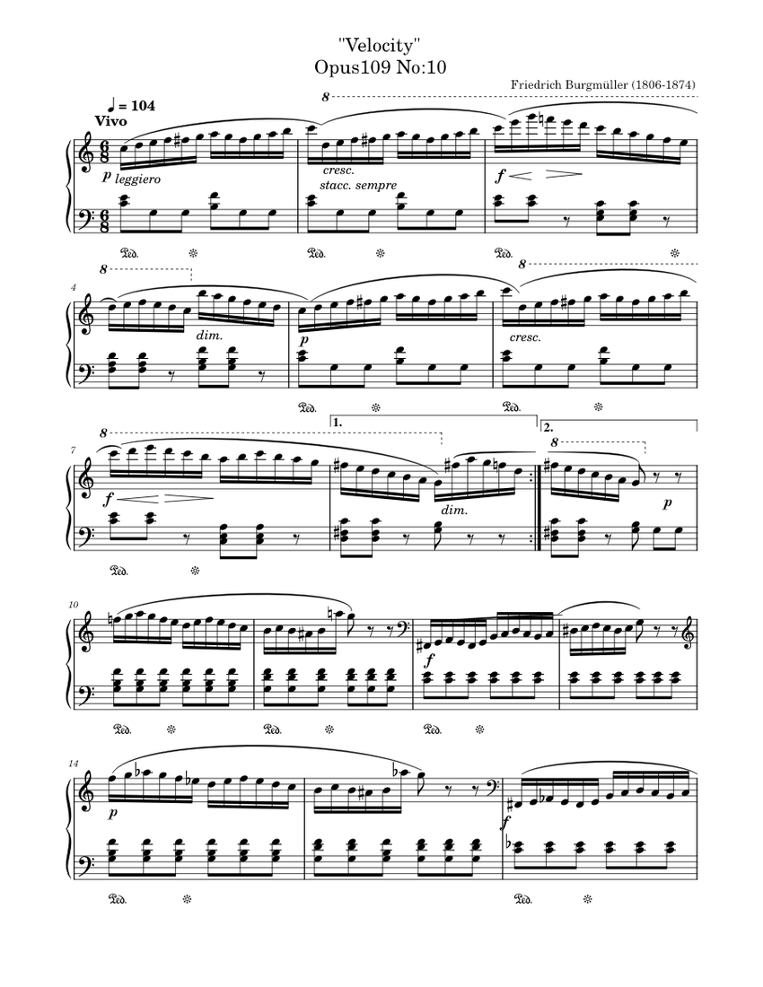 Velocity – Friedrich Burgmüller Sheet Music for Piano (Solo ...