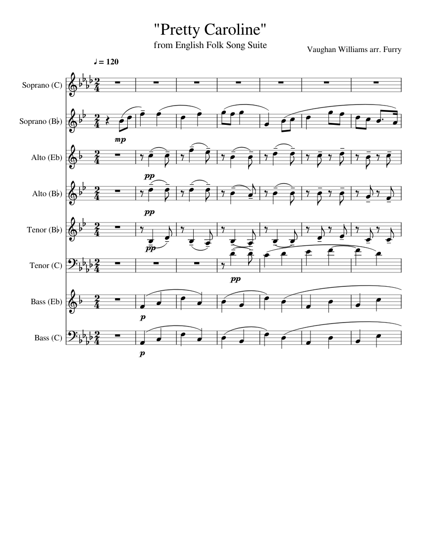 Pretty Caroline Sheet Music for Trombone, Oboe, Clarinet in b-flat ...