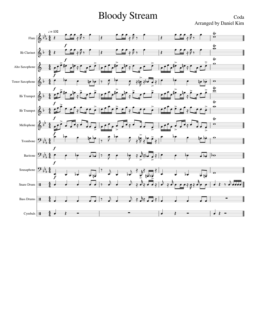 Bloody Stream (Stand Tune) Sheet music for Trombone, Mellophone, Flute ...