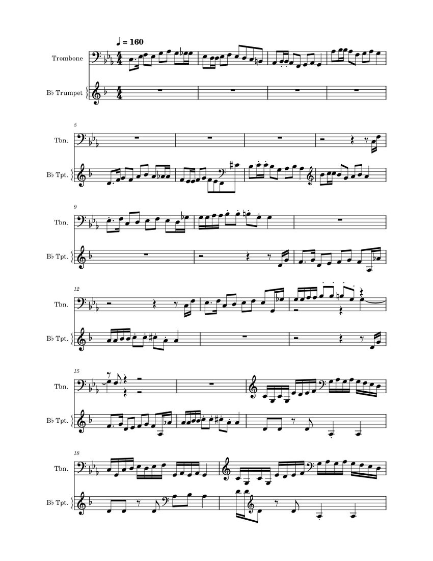 KABOOM – bb-panzu Sheet music for Trombone, Trumpet in b-flat (Brass Duet) | Musescore.com