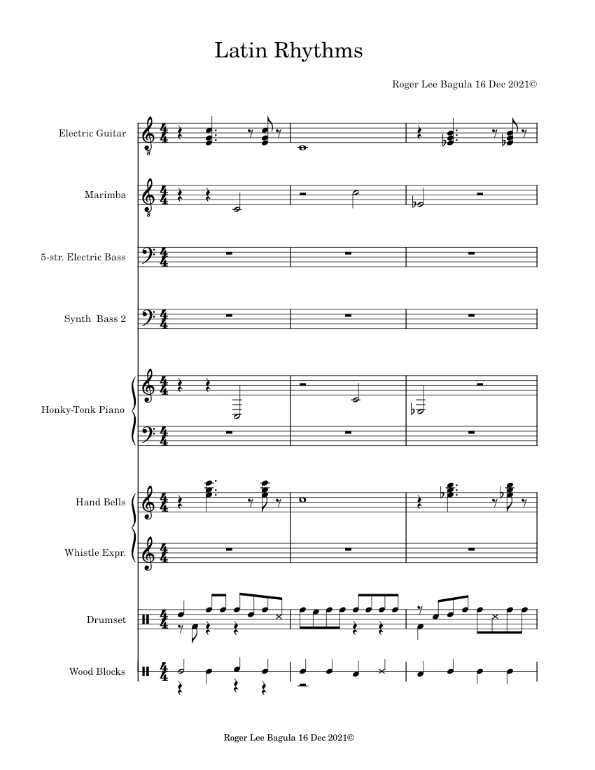 Latin Rhythms Sheet Music for Piano, Kazoo, Guitar, Bass guitar & more ...