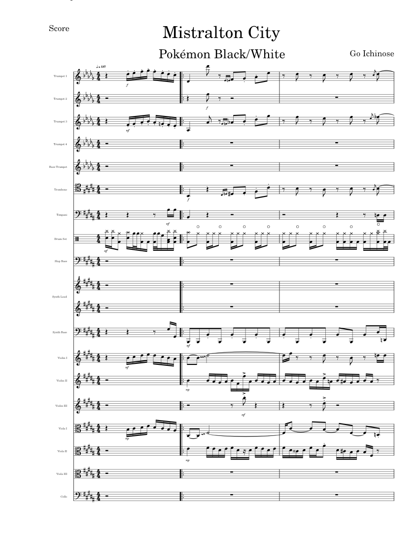 Mistralton City (Pokémon Black/White) - Transcribed Score Sheet Music ...
