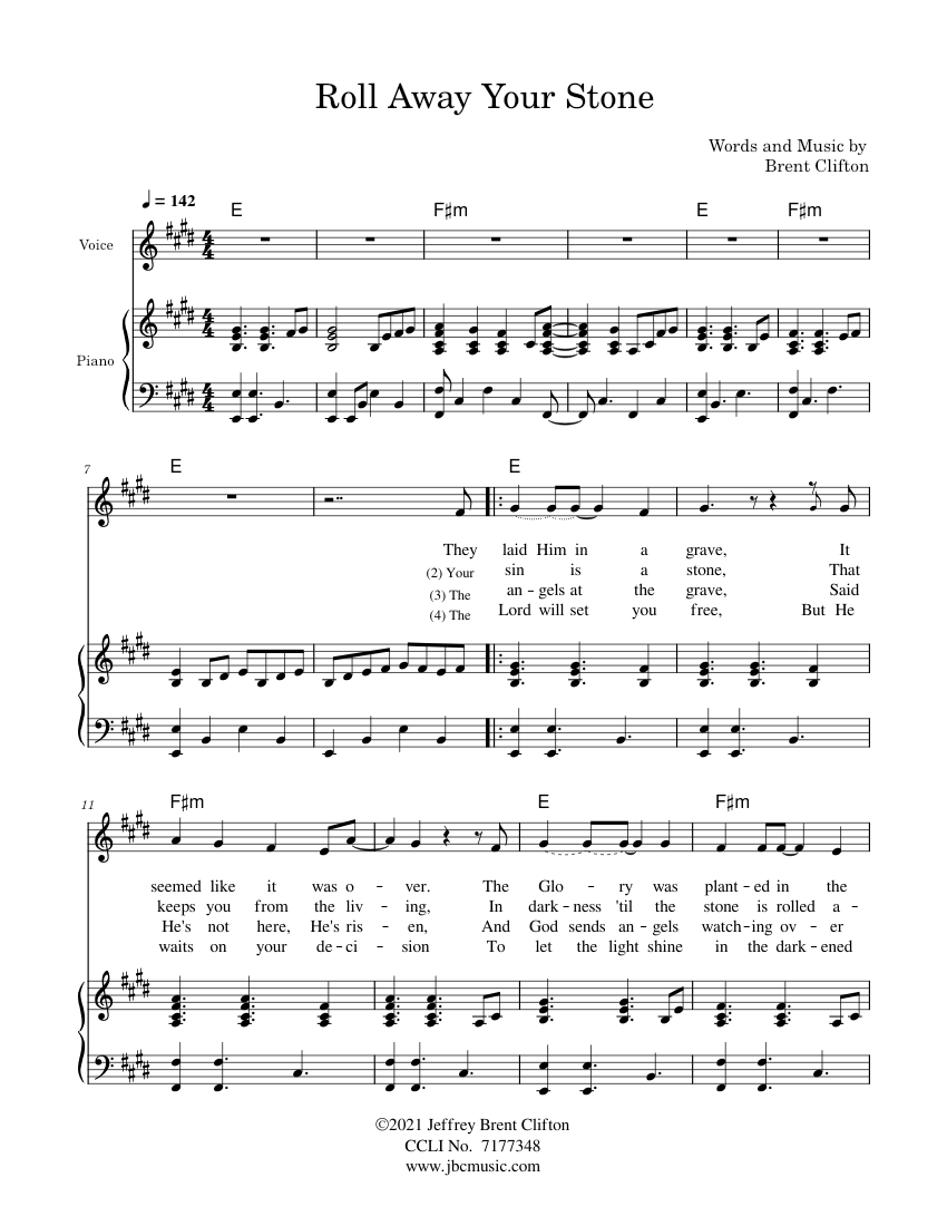 Roll Away Your Stone - Brent Clifton Sheet music for Piano, Vocals ...