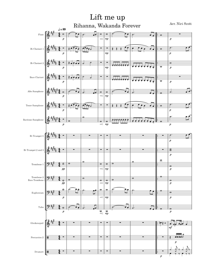 Lift me up – Rihanna Lift me up Sheet music for Trombone, Euphonium ...