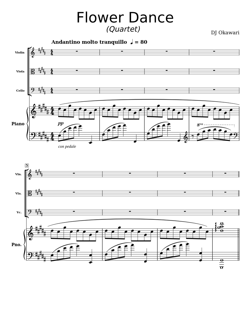 Flower Dance (Piano + Strings) - DJ Okawari Sheet Music for Piano ...