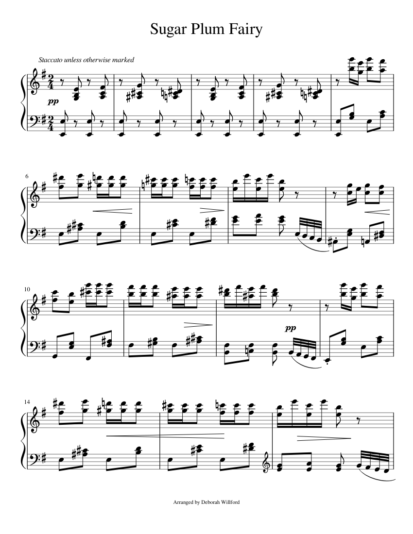 Sugar Plum Fairy (for Anastasia) Tchaikovsky Sheet music for Piano ...
