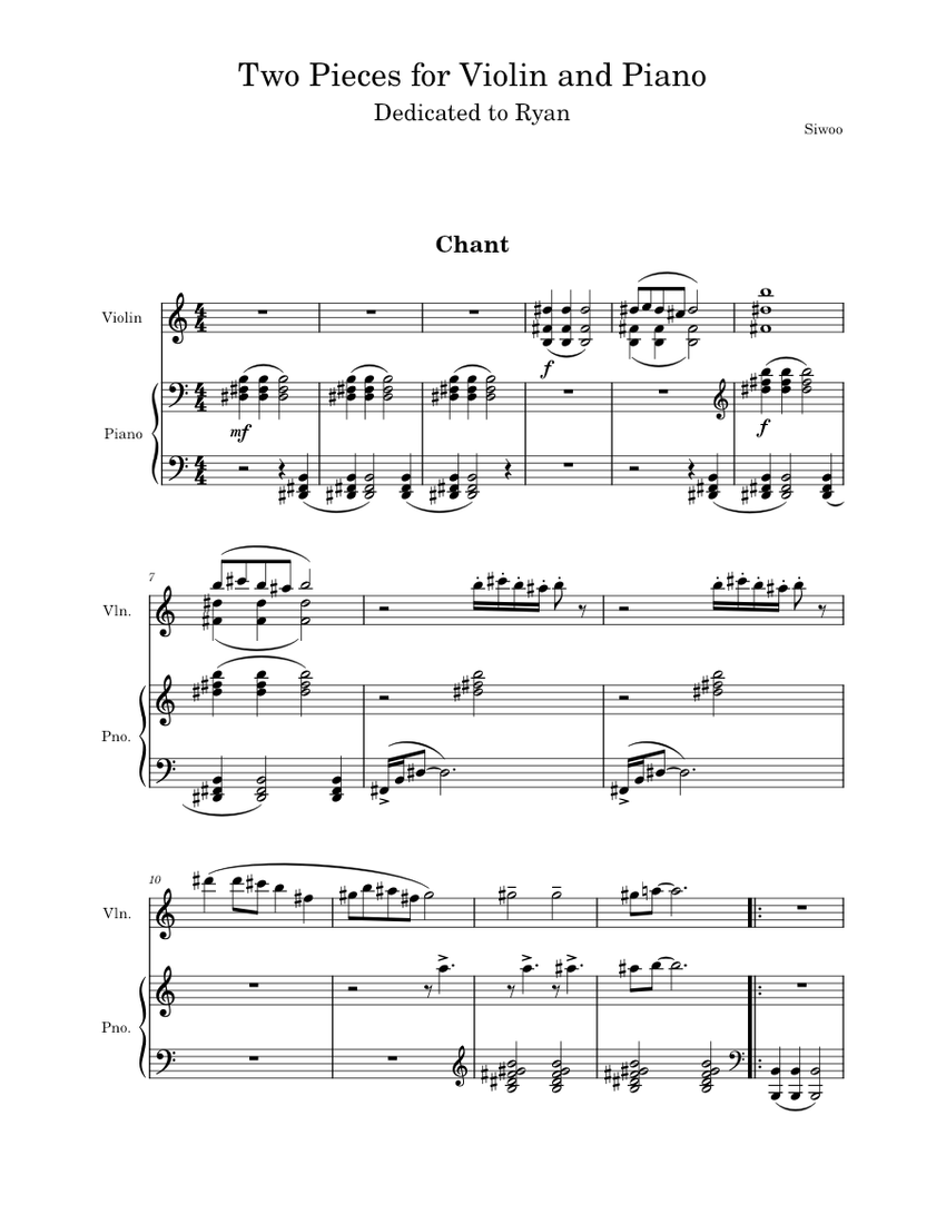 Two Pieces for Violin and Piano Sheet music for Piano, Violin (Piano ...
