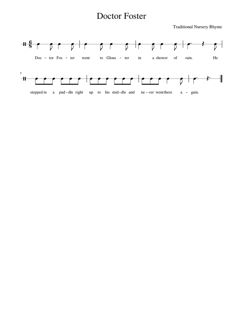 Doctor Foster Sheet music for Claves (Solo) | Musescore.com