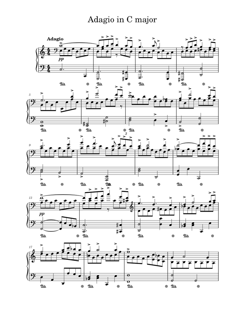 Adagio in C major Sheet music for Piano (Solo) | Musescore.com