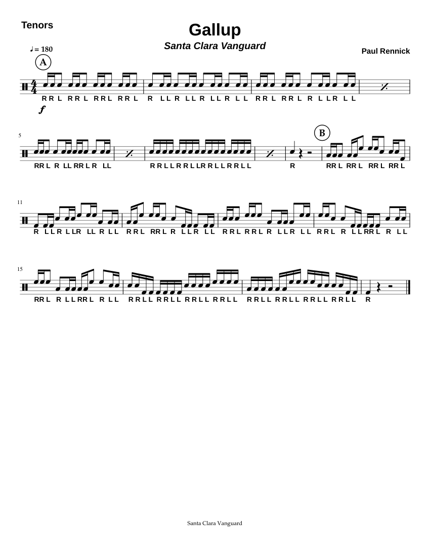 Gallup (Tenors) Sheet music for Tenor drum (Solo) | Musescore.com