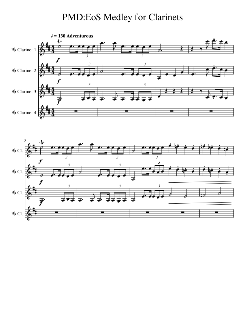 PMD: EoT/D/S Medley for Clarinets Sheet music for Clarinet in b-flat ...