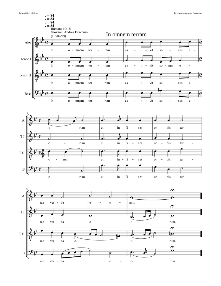 In omnem terram - Giovanni Andrea Draconio Sheet music for Bass guitar ...