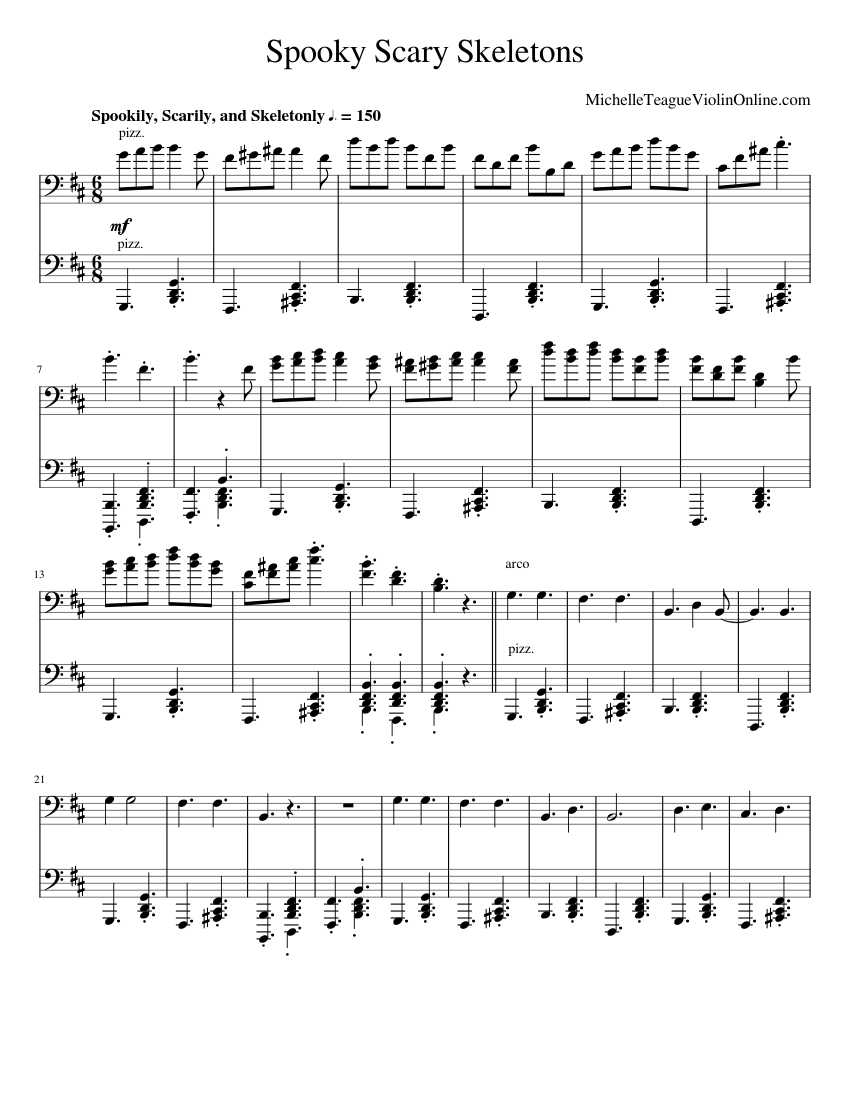 Spooky_Scary_Skeletons Cello Sheet Music for Cello (Solo) | MuseScore.com