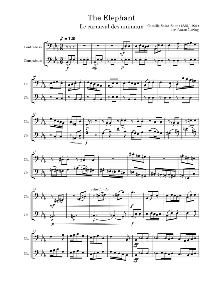 The Elephant – Camille Saint-Saëns The Elephant (duet for double bass ...