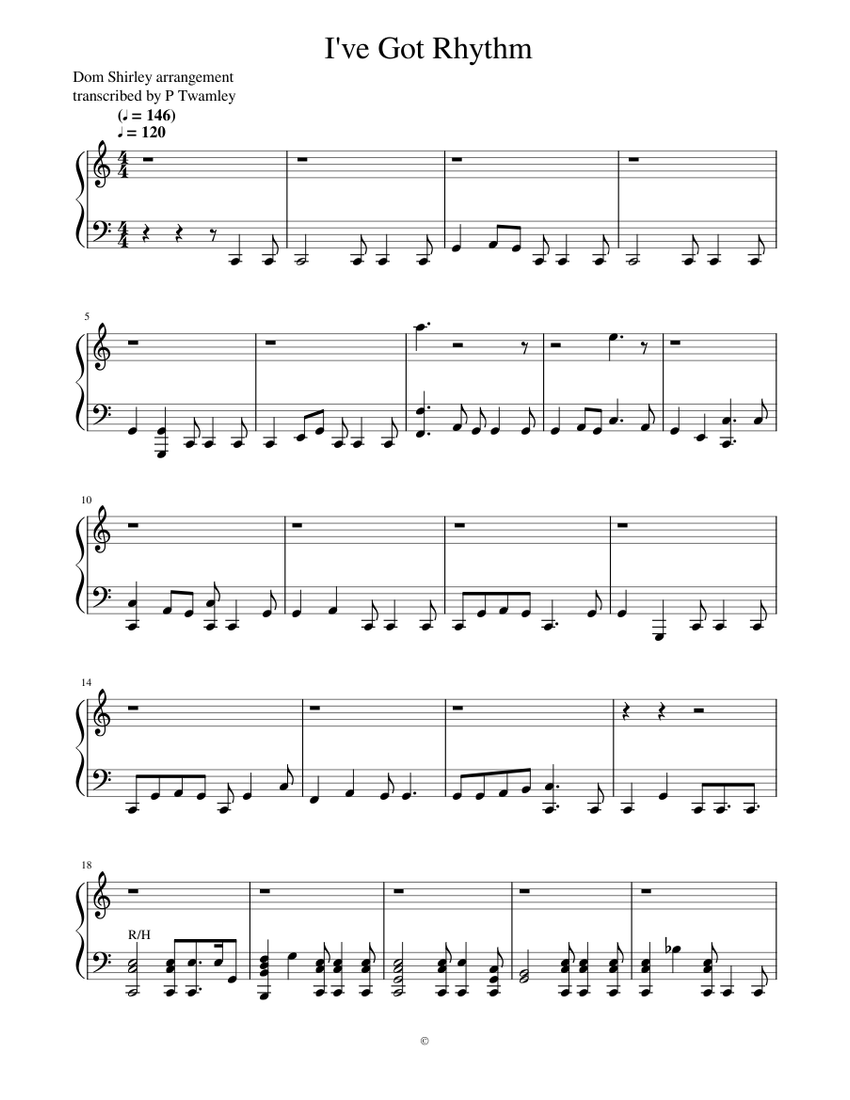 I've Got Rhythm Sheet Music for Piano (Solo) | MuseScore.com