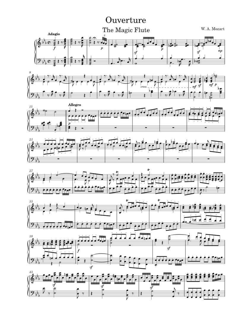 The Magic Flute – Ouverture – Wolfgang Amadeus Mozart Sheet music for ...