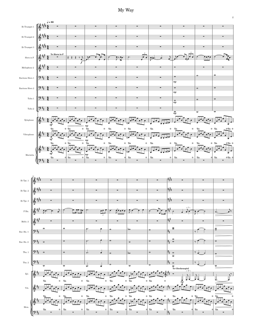 My Way Sheet music for Tuba, Mellophone, Trumpet in b-flat, Vibraphone ...