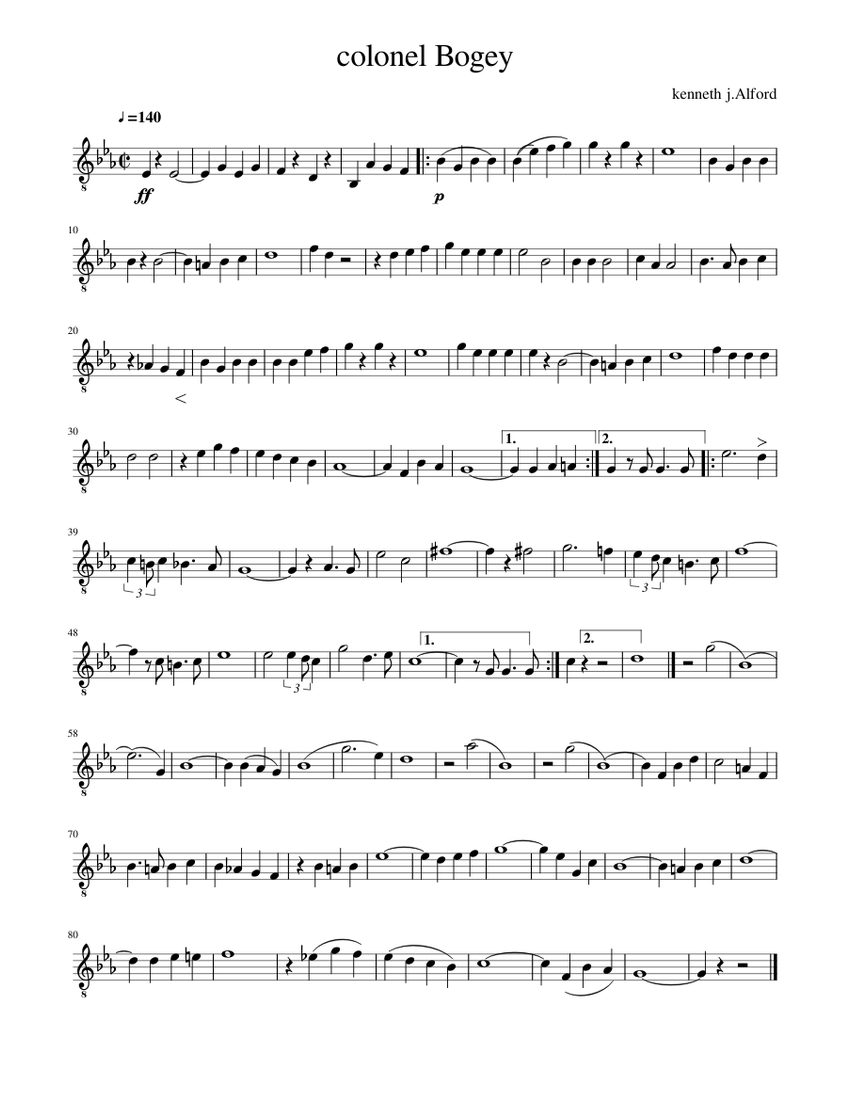 colonel Bogey Sheet music for Clarinet bass (Solo) | Musescore.com