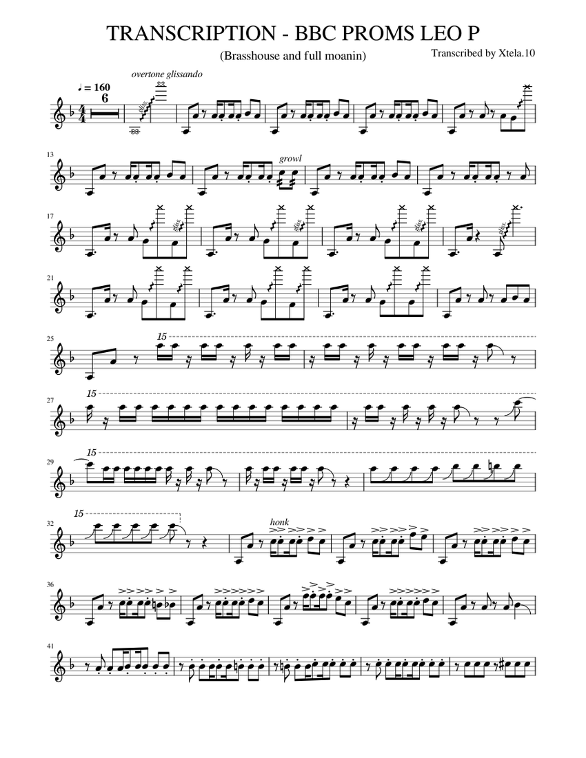 Full Brasshouse / Moanin' Transcription Leo P BBC Proms 2017 Sheet ...