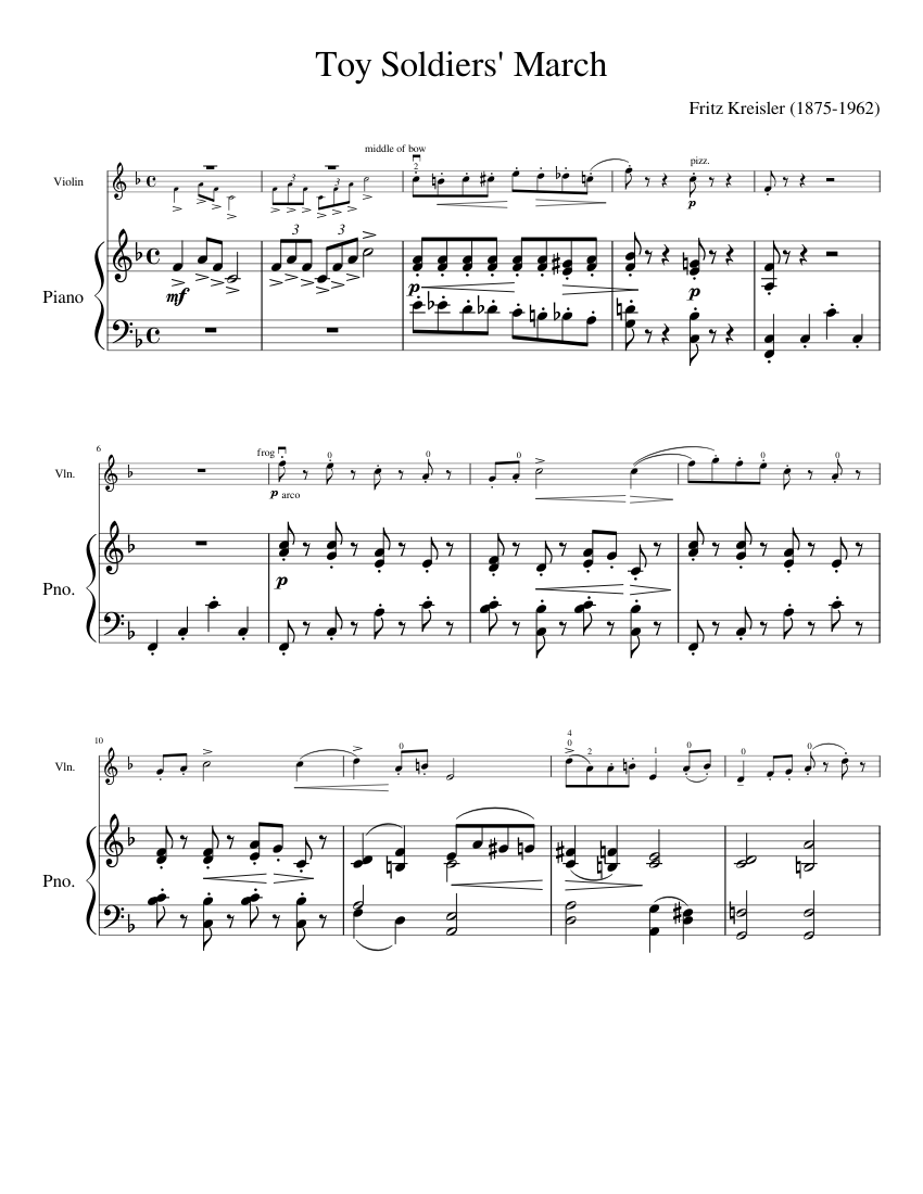 Toy Soldiers March by Fritz Kreisler Sheet music for Piano, Violin ...