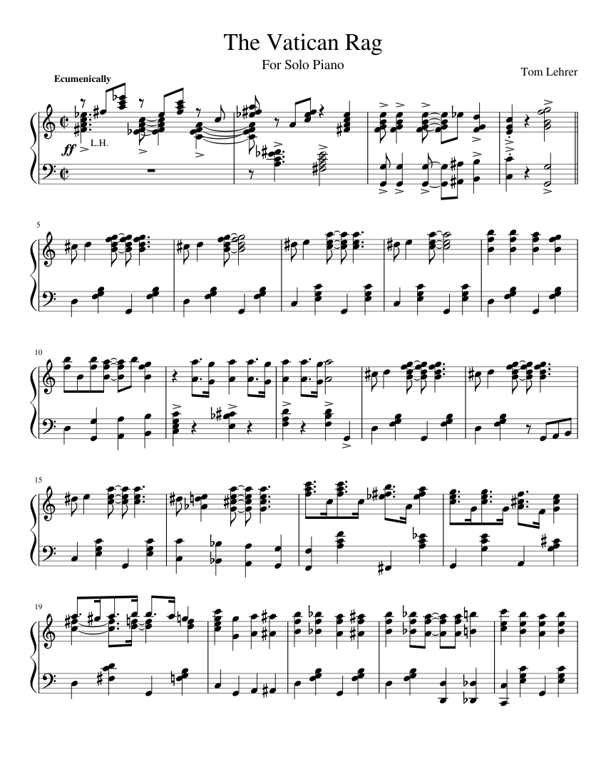 vatican rag Sheet Music for Piano (Solo) | MuseScore.com