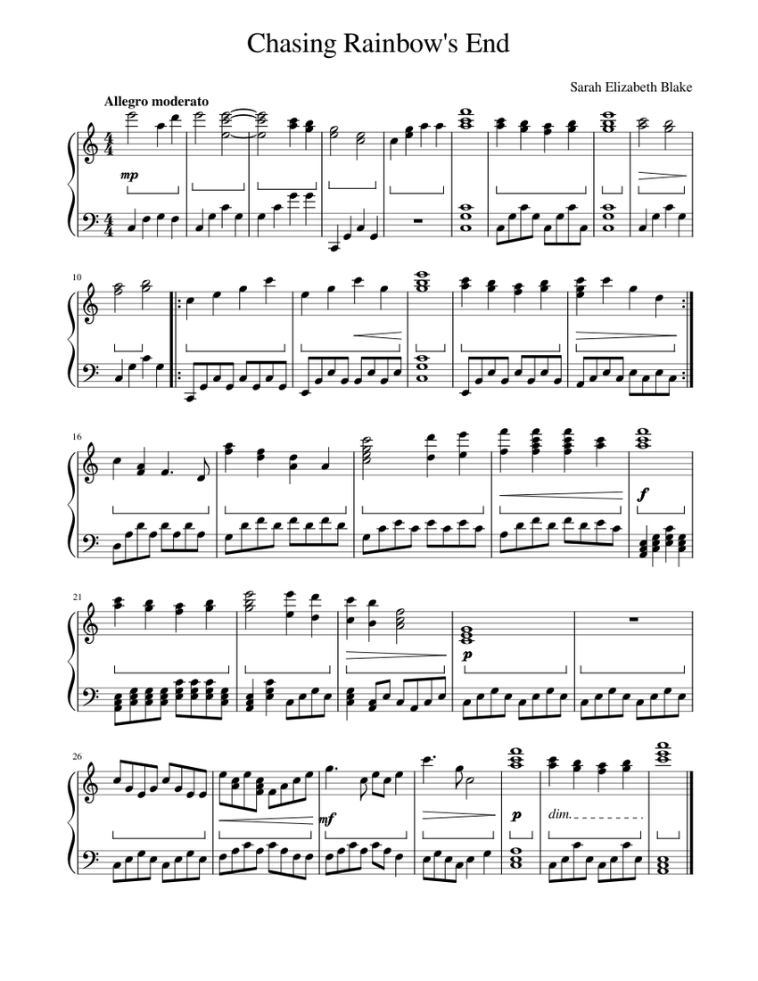 Chasing Rainbow's End Sheet music for Piano (Solo) | Musescore.com